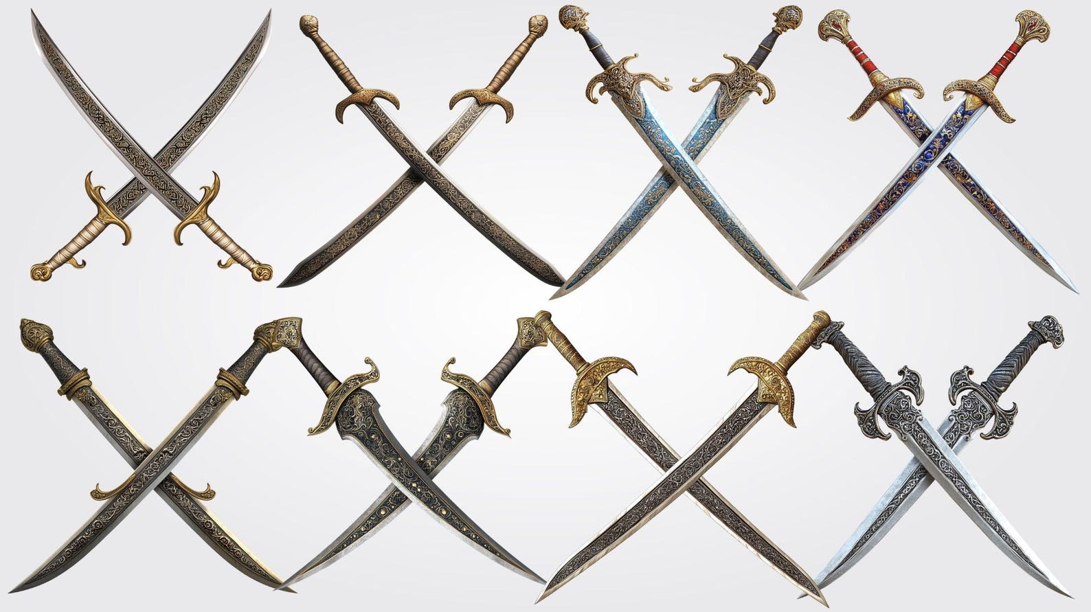 Arabian Scimitar Clipart: Middle Eastern Swords, Warrior Blades (30 ...