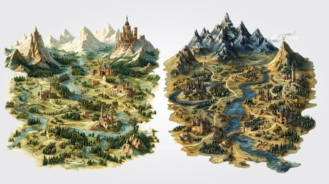 Medieval Map Clipart, Historical Clipart, 15 Vintage Pngs, Fantasy Old ...