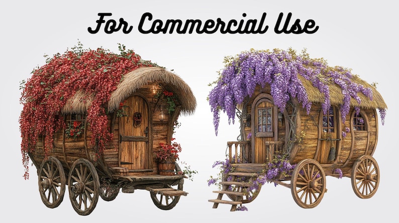 15 Rustic Gypsy Wagon Clipart, Wagon Clipart, PNG Images for Boho ...