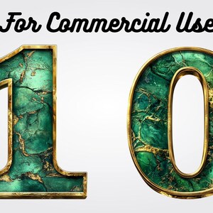 Emerald Green Number Clipart: Gold Glitter Graphics (digital Download ...