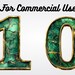 Emerald Green Number Clipart: Gold Glitter Graphics (digital Download ...