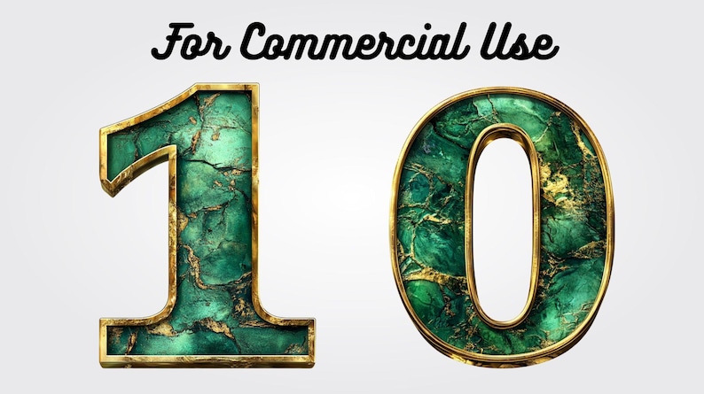 Emerald Green Number Clipart: Gold Glitter Graphics (digital Download ...