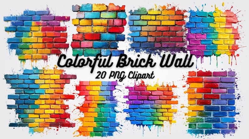 Colorful Brick Wall Clipart, 20 PNG Designs (digital Download) - Etsy