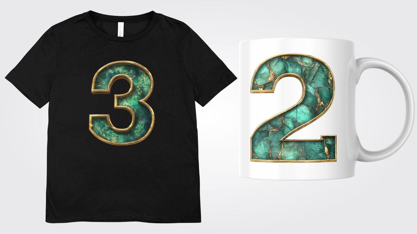 Emerald Green Number Clipart: Gold Glitter Graphics (digital Download ...