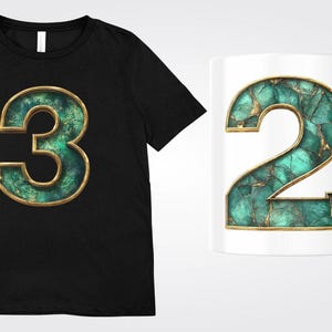 Emerald Green Number Clipart: Gold Glitter Graphics (digital Download ...