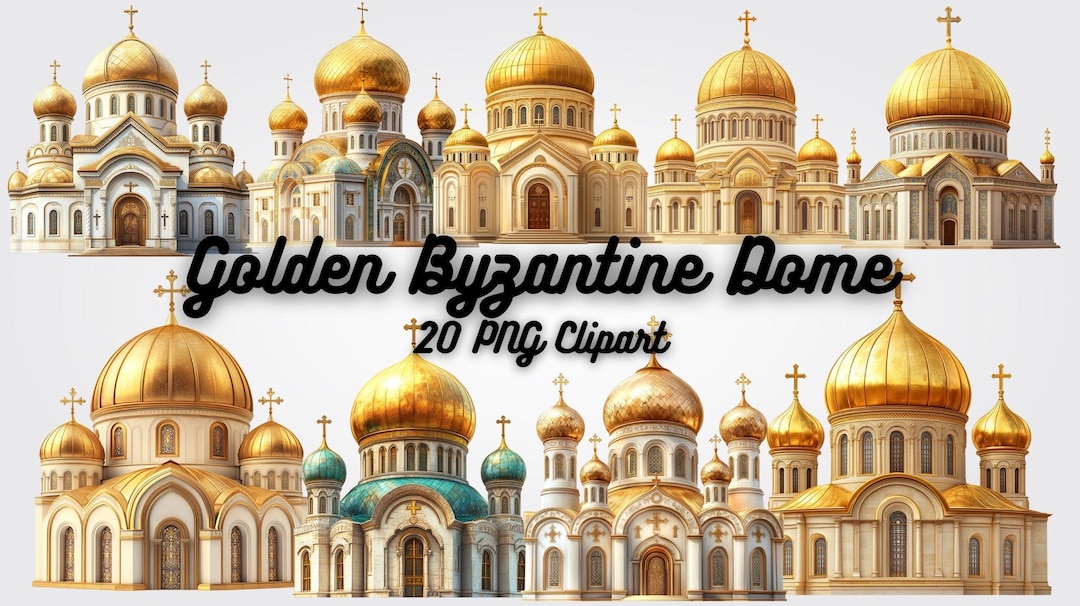 Golden Byzantine Dome Clipart: Religious Architecture PNG Set (12x12 ...