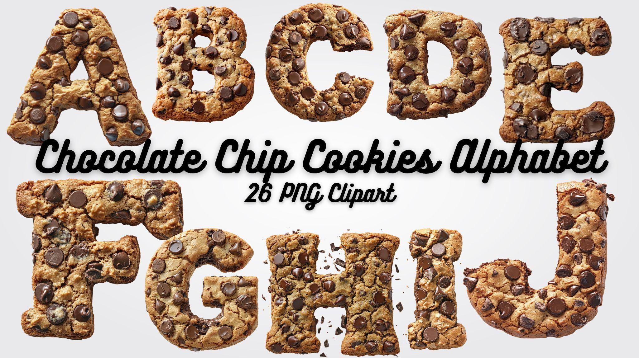 26 Chocolate Chip Cookies Alphabet Clipart, High-quality PNG Cookie ...