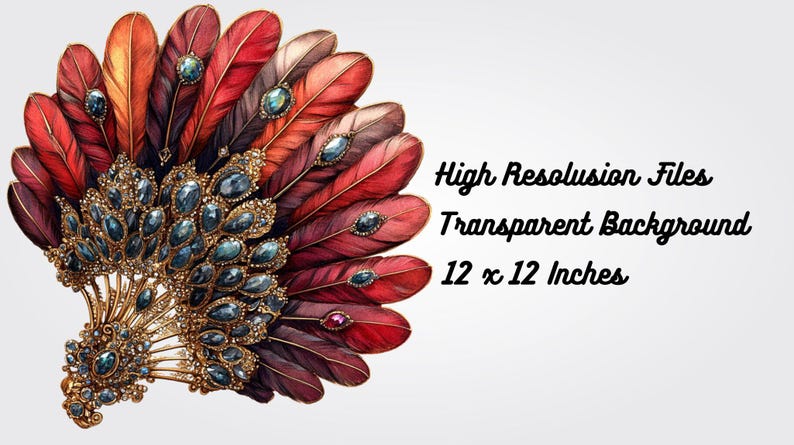 Luxurious Feather Fan Clipart, 20 Exquisite PNG Images With Gem Accents ...