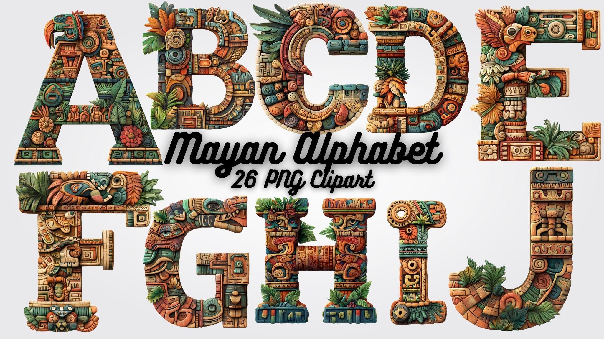 Mayan Alphabet Clipart PNG, Ancient Tribal Alphabet Letters PNG, Aztec ...