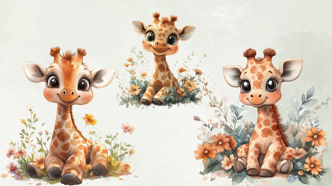 40 Cute Giraffe Clipart , Baby Giraffe PNG, Floral Giraffe Clipart ...