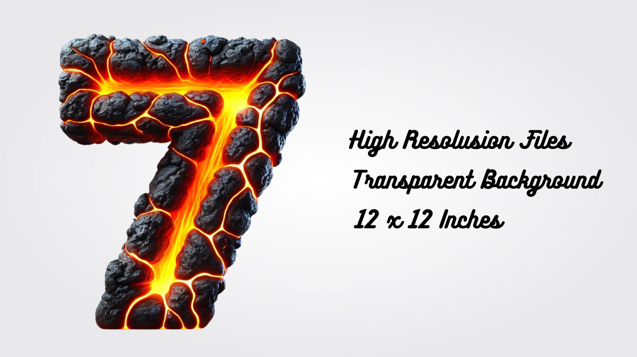 Lava Number Clipart: 10 Fiery PNG Images (12x12 Inch) - Etsy