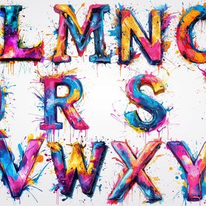 Graffiti Alphabet Clipart: 26 PNG Urban Art Letters (digital Download ...