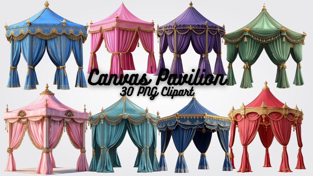 Canvas Pavilion Clipart PNG: Medieval Tent Graphics (digital Download ...