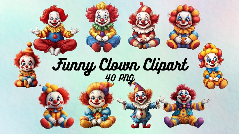 40 Funny Clown Clipart, Clowns PNG, Clowns Clipart, Instant Download ...