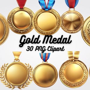 Gold Medal Clipart, 30 High-quality Digital Award Images for ...