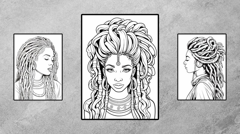 60 Girl With Dreadlocks Hair Coloring Pages Grayscale Coloring Book for ...