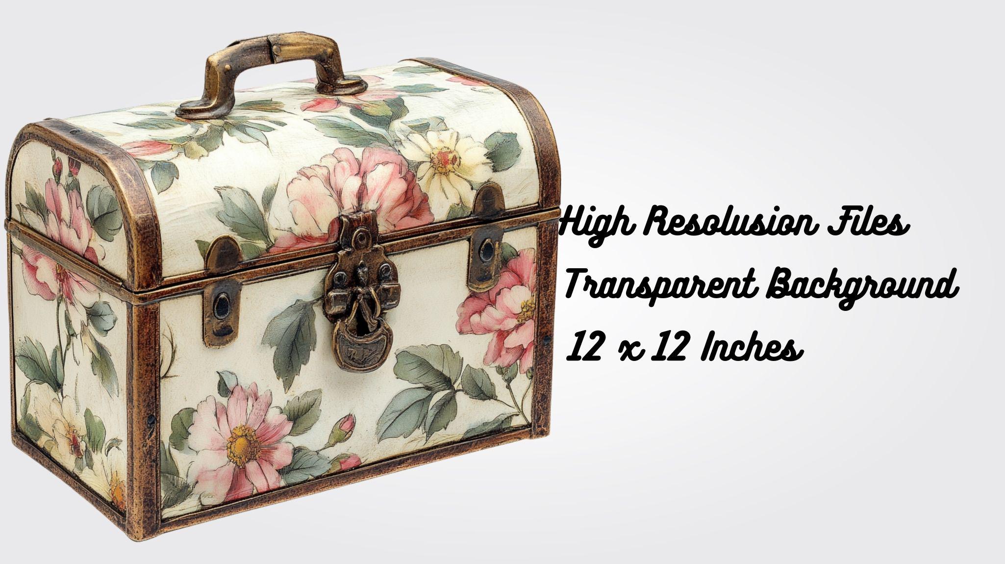 Decorative Storage Box Clipart, Vintage Wooden Box PNG Set, Rustic ...