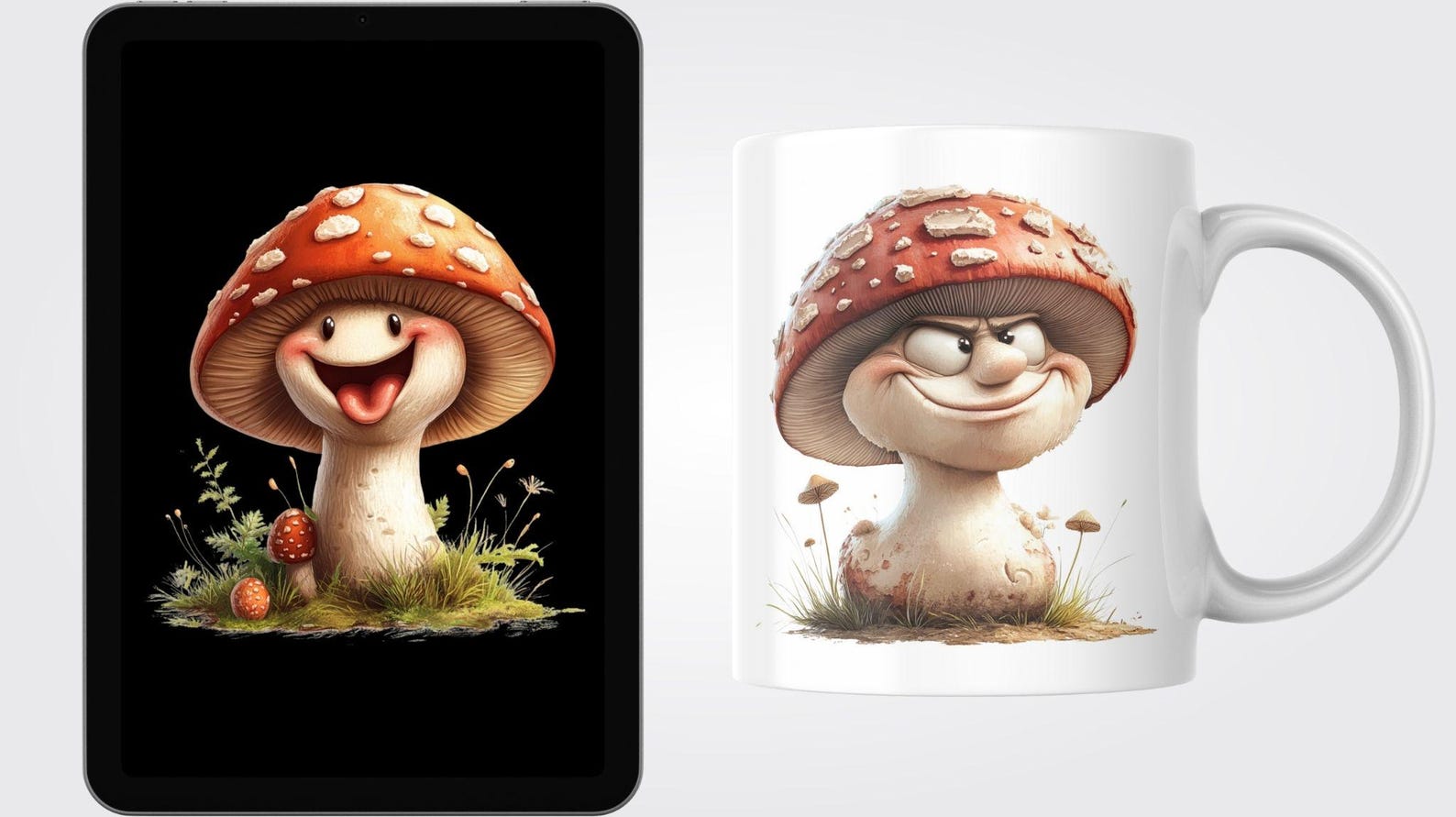 Funny Mushroom Clipart: Kawaii Toadstool Graphics (digital Download, 30 ...