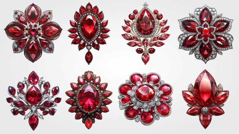 Red Diamond Brooch Clipart: Elegant PNG Designs (25 Images) - Etsy