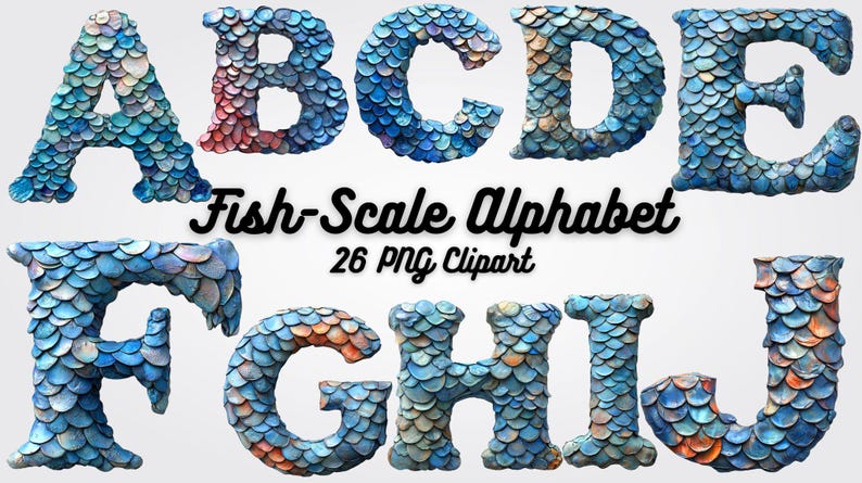 Fish Scale Alphabet Clipart: Nautical PNG Letters (digital Projects) - Etsy