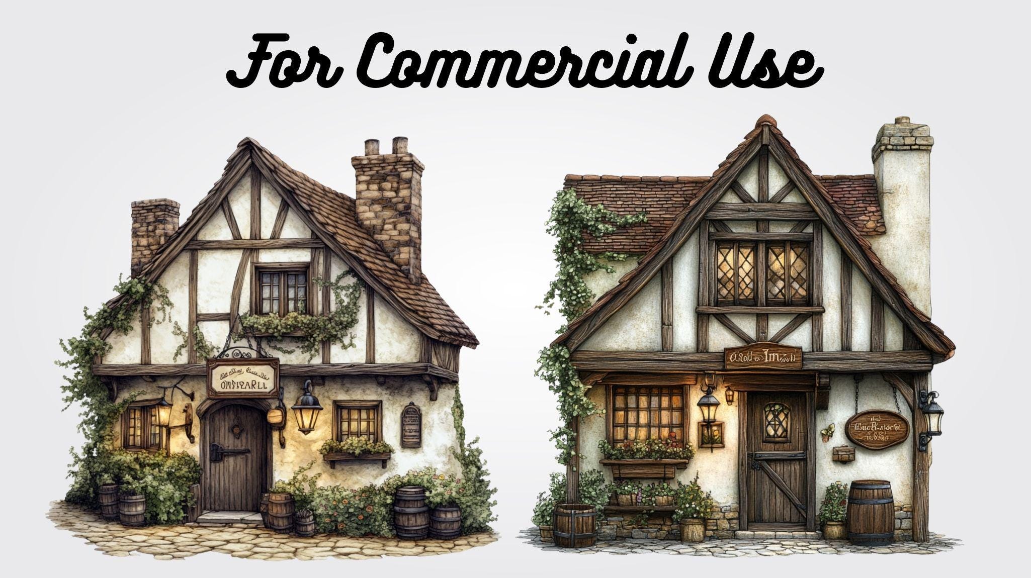 Old English Inn Clipart: Vintage Tudor Cottage PNG (20 Images) - Etsy
