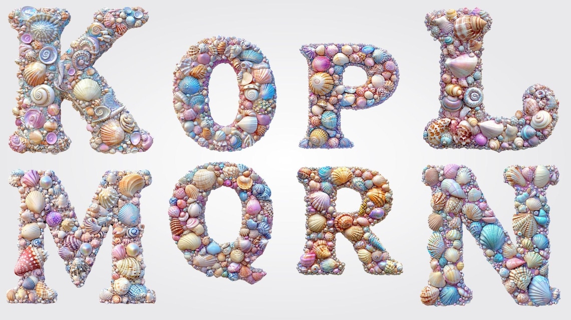 Seashell Alphabet Clipart: Coastal Letters PNG (digital Download) - Etsy