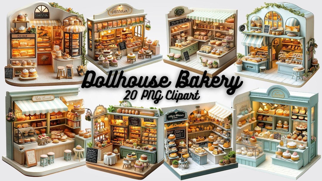 Dollhouse Bakery Clipart, Dollhouse Clipart, 20 Adorable PNG Designs ...