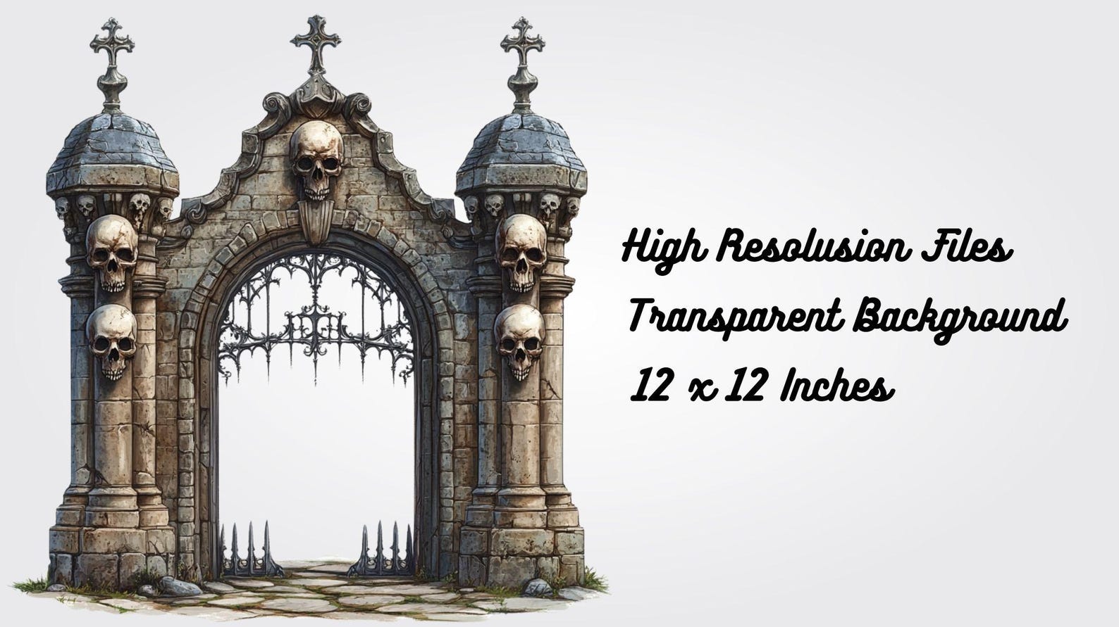 Gothic Castle Gate Clipart PNG, Fantasy Medieval Gate Digital Download ...