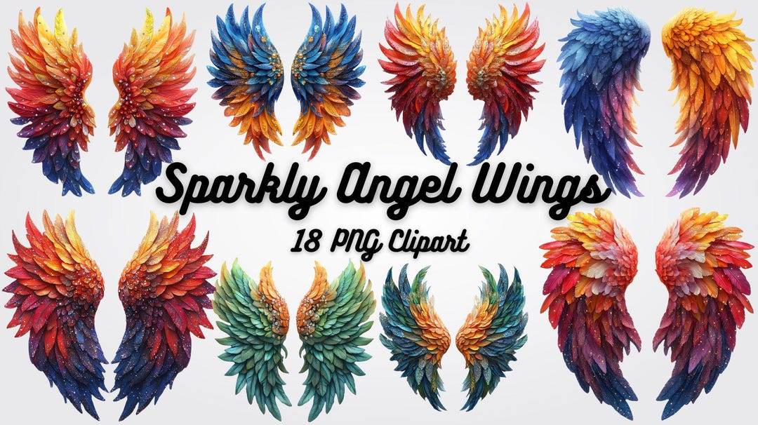 18 Sparkly Angel Wings Clipart, High-quality PNG Images With Glitter ...