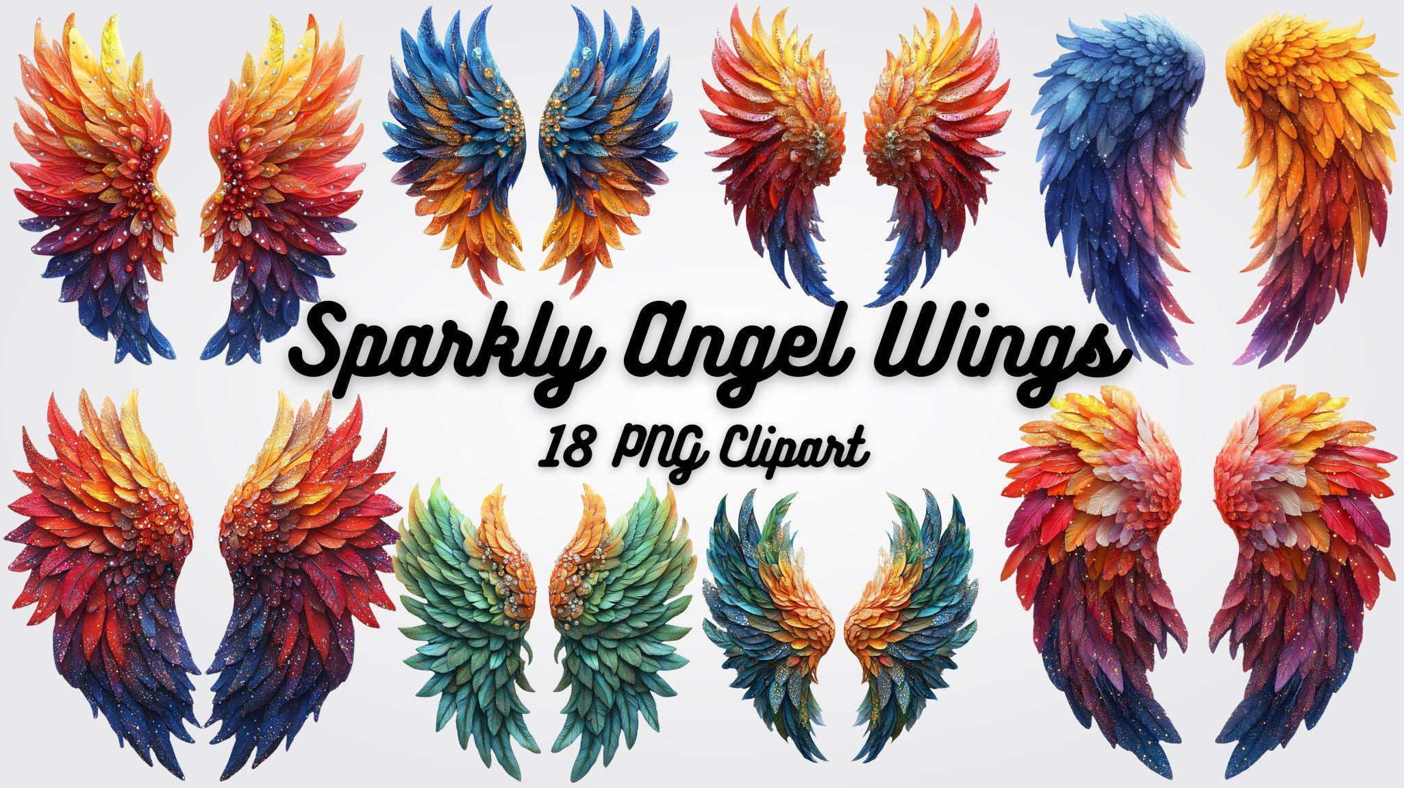 18 Sparkly Angel Wings Clipart, High-quality PNG Images With Glitter ...