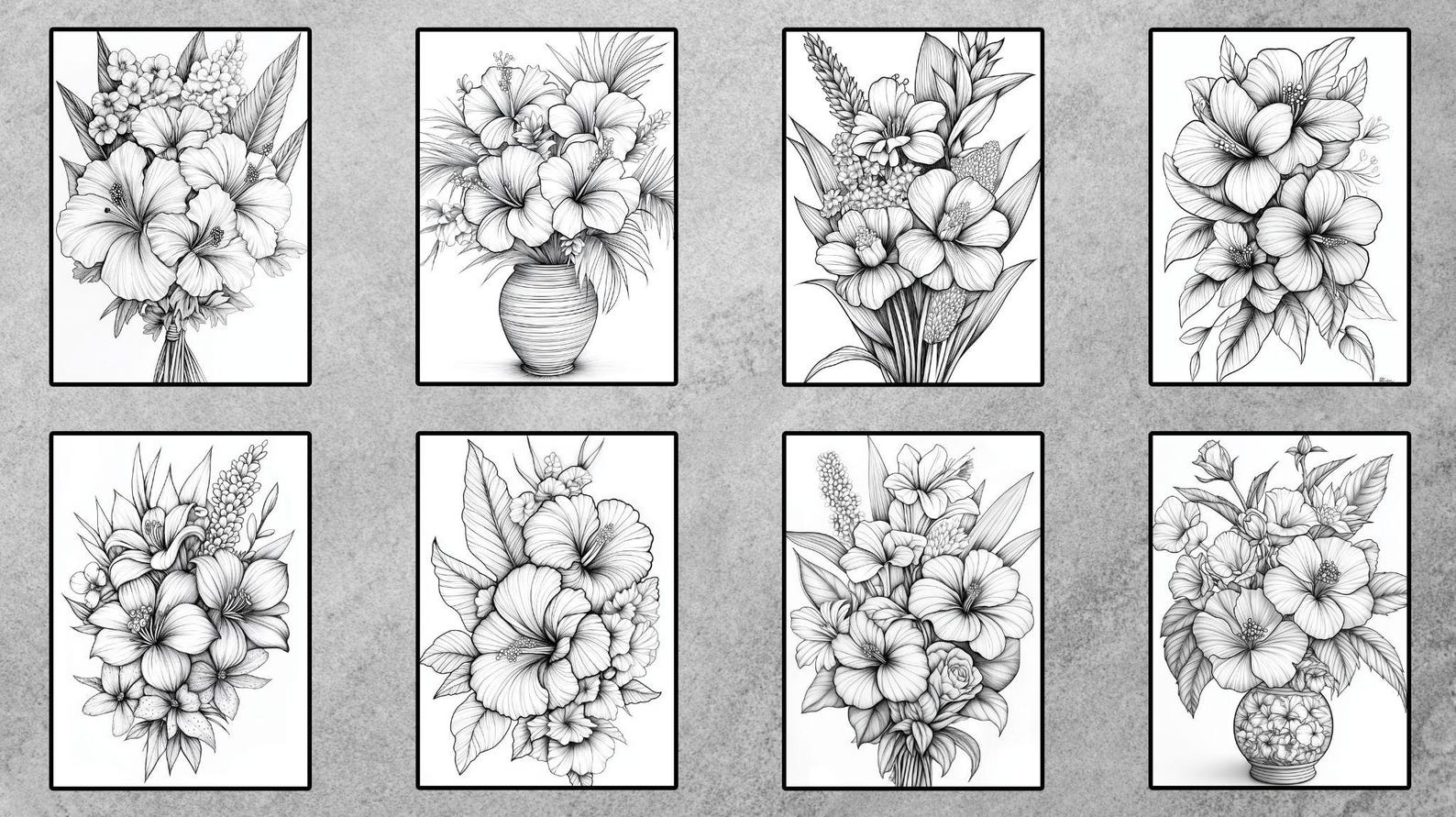 50 Tropical Flowers Coloring Pages,beautiful Illustrations, Flower ...