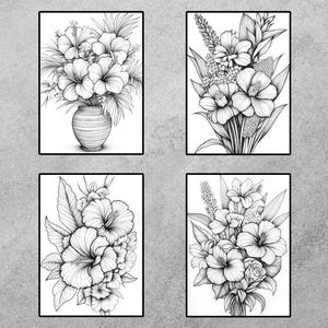 50 Tropical Flowers Coloring Pages,beautiful Illustrations, Flower ...