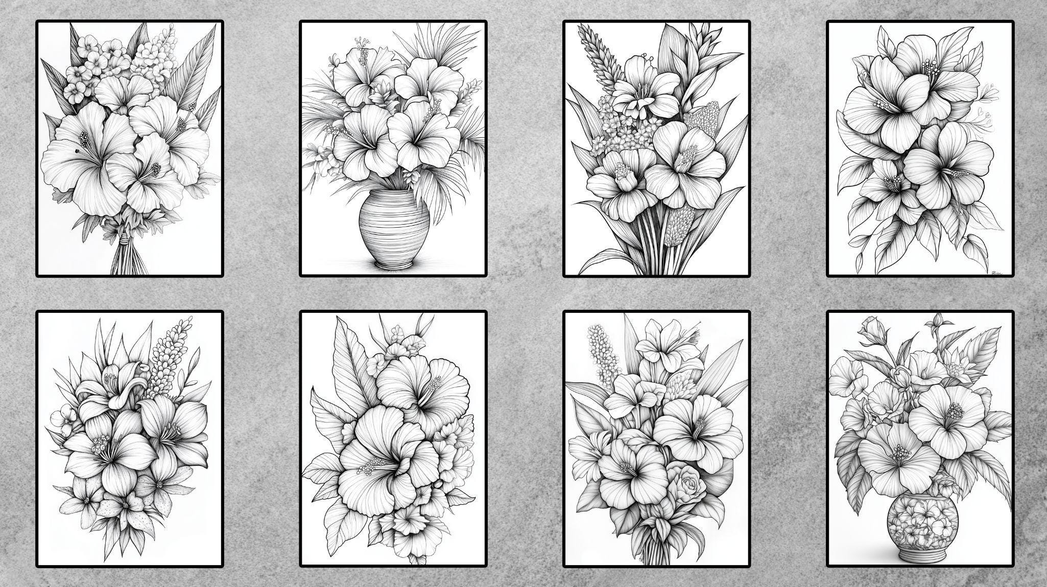 50 Tropical Flowers Coloring Pages,beautiful Illustrations, Flower ...