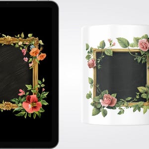 Floral Chalkboard Clipart, 25 PNG Rustic Flower Graphics With ...