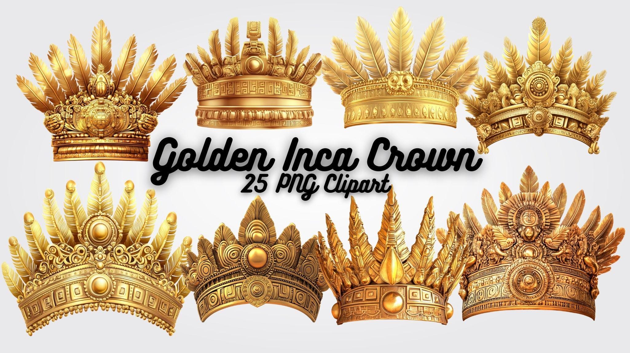 Golden Inca Crown Clipart, Ancient Royal Crown Pngs for Scrapbooking ...