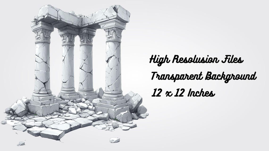 Broken Marble Columns Clipart: Ancient Ruins PNG (digital Download) - Etsy