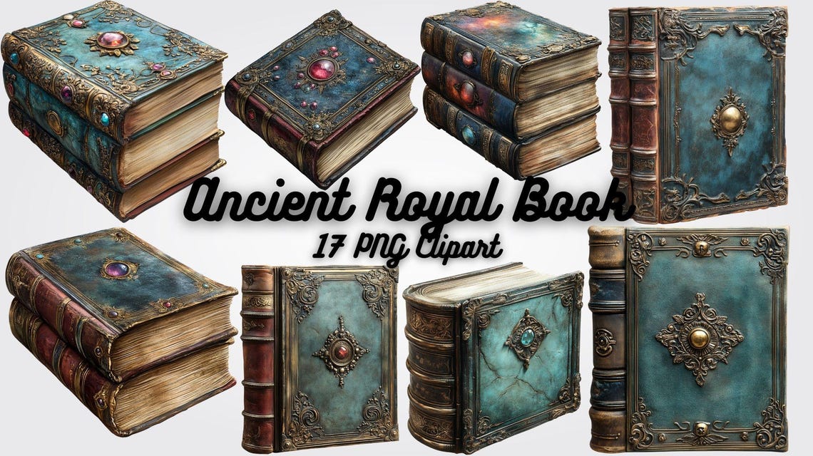 Ancient Royal Book Clipart, 17 Medieval Magic Book Pngs for Fantasy ...