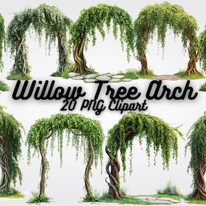 Willow Tree Arch Clipart PNG, Watercolor Greenery Clipart, Rustic ...