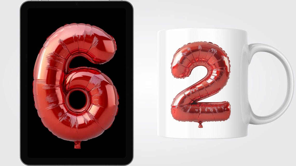 Red Balloon Number Clipart: Birthday Party Printable (digital Download ...