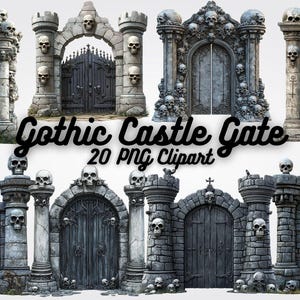 Gothic Castle Gate Clipart PNG, Fantasy Medieval Gate Digital Download ...