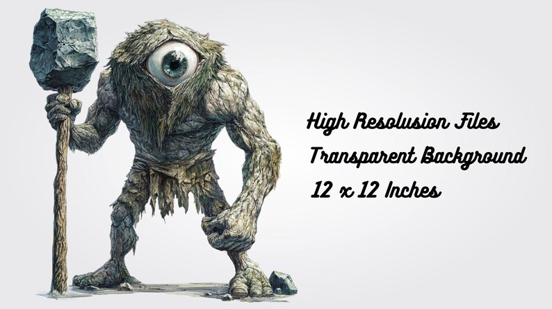 Cyclops Clipart: Mythical Monster PNG Set, Halloween Designs (digital ...