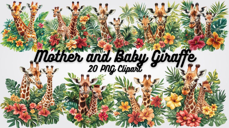 20 Mother and Baby Giraffe Clipart, Giraffe Clipart, High-quality PNG ...