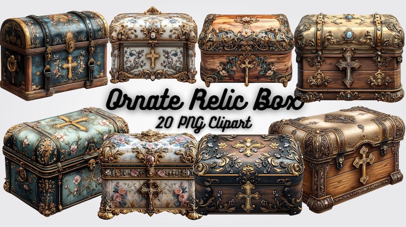 Ornate Relic Box Clipart PNG, Gothic Vintage Jewelry Box Digital ...