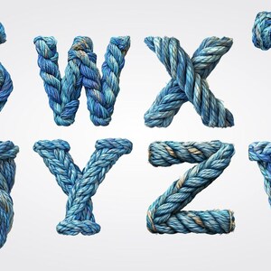 Blue Rope Alphabet Clipart: Nautical PNG Letters (digital Download) - Etsy