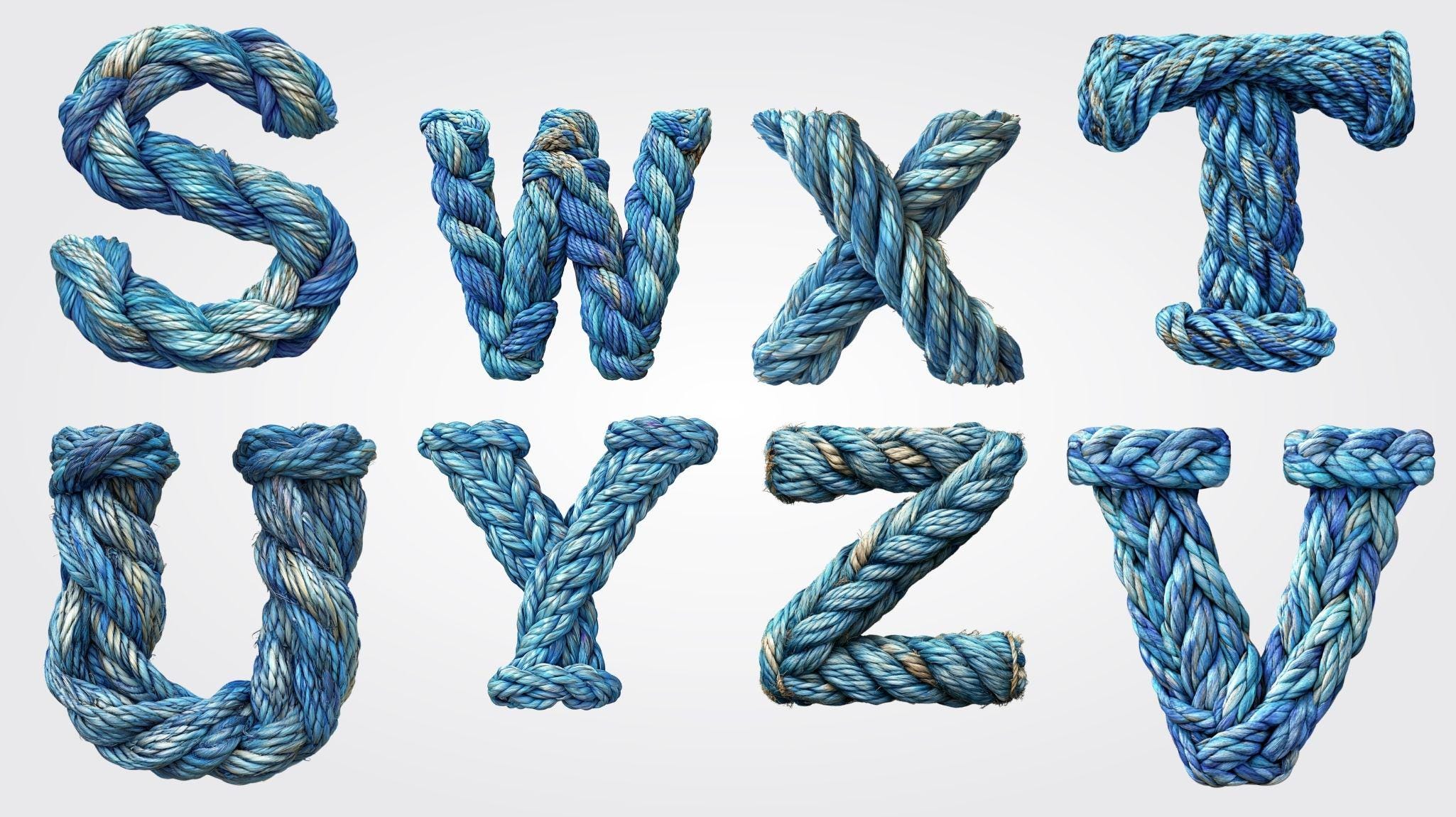 Blue Rope Alphabet Clipart, Letter Clipart, Nautical-themed High ...