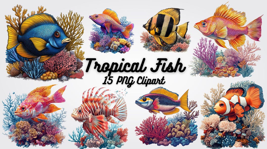 15 Tropical Fish Clipart, Ocean PNG Images (digital Download) - Etsy