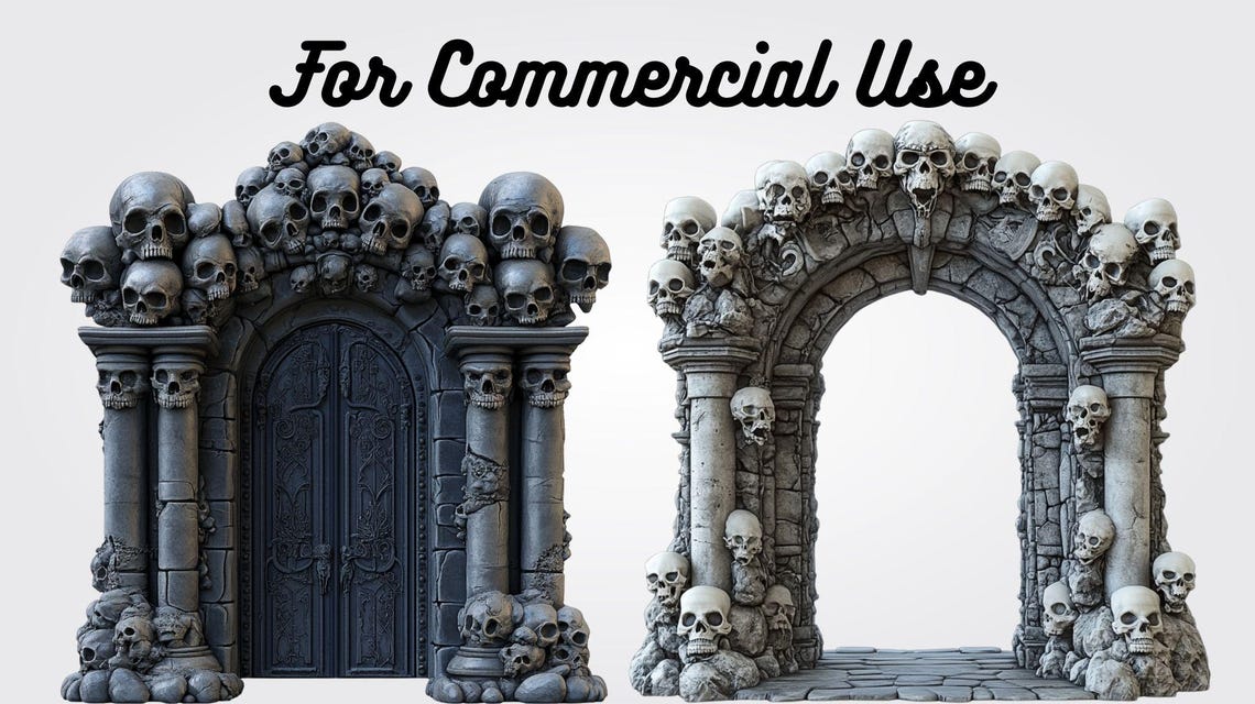 Gothic Castle Gate Clipart PNG, Fantasy Medieval Gate Digital Download ...