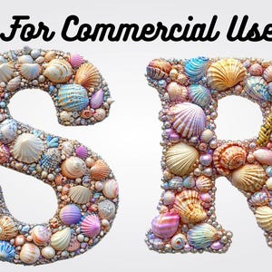 Seashell Alphabet Clipart: Coastal Letters PNG (digital Download) - Etsy