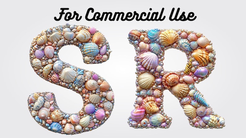Seashell Alphabet Clipart: Coastal Letters PNG (digital Download) - Etsy