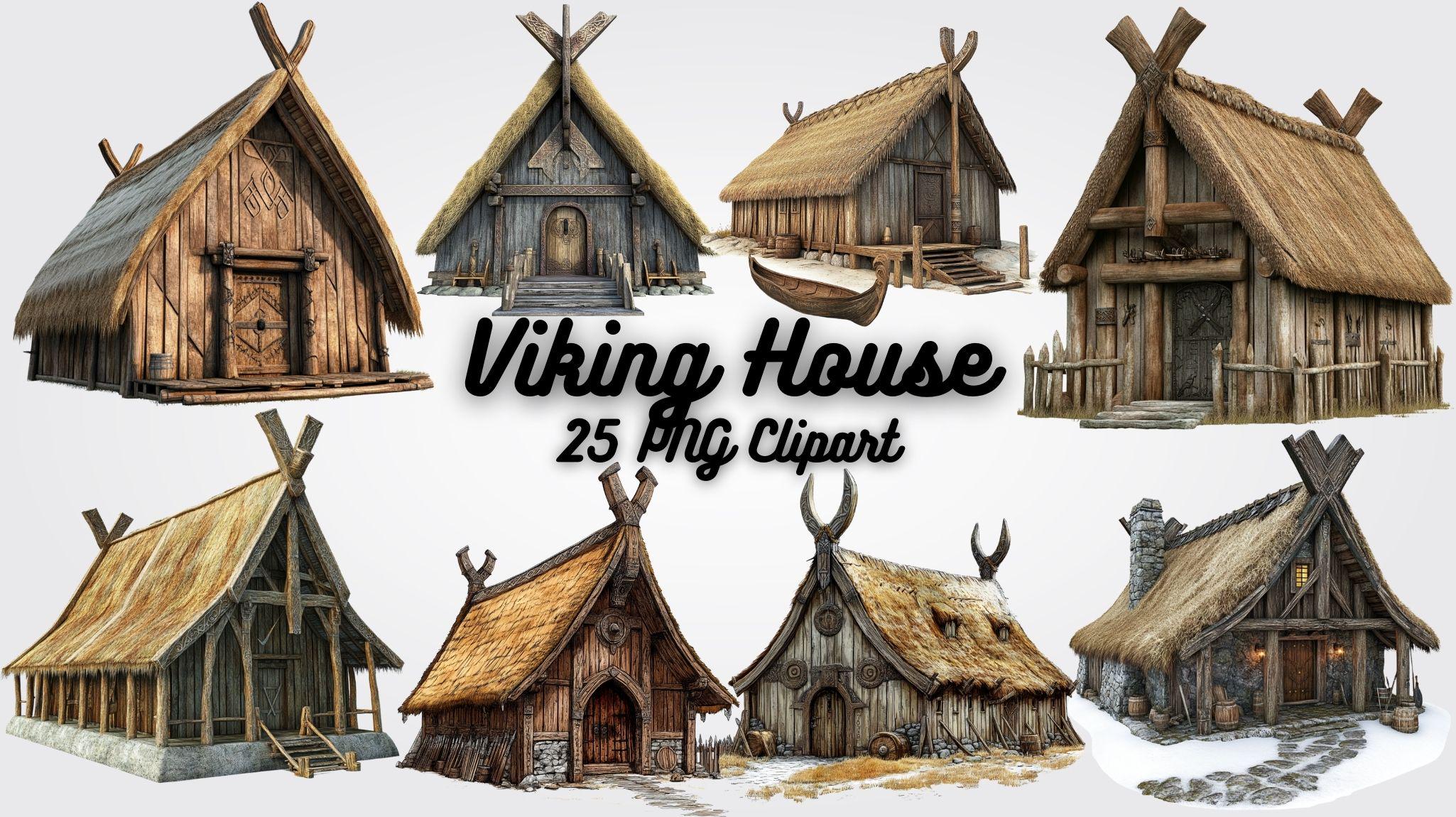 Viking House Clipart, Nordic Medieval PNG, Rustic Viking Hut Digital ...